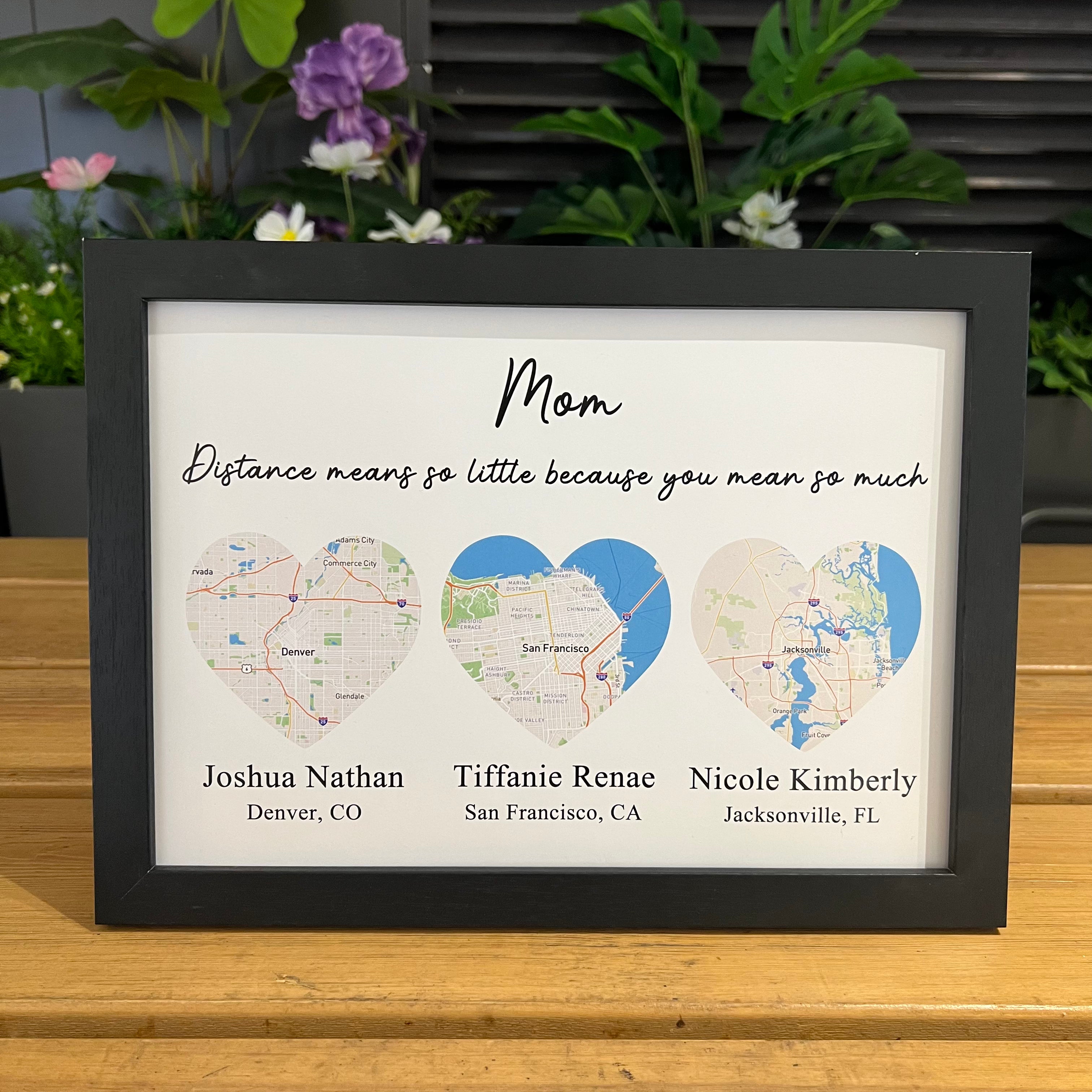 Long Distance Mom And Children Custom City Map Frame Gift – HiCustore